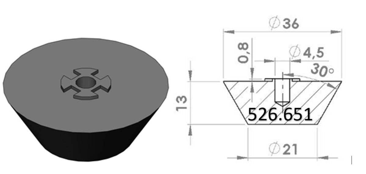 Welding plug Ø21,5-Ø35,5-H12,5-29,2°-Ø4. - Plug mirrors and tools for ...