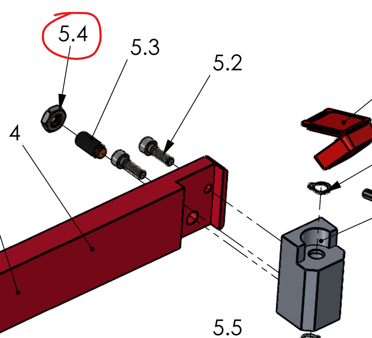 Møtrik for Justering PES 315 - PES 400 Pos. 5.4 M8 - Reservedele til ...